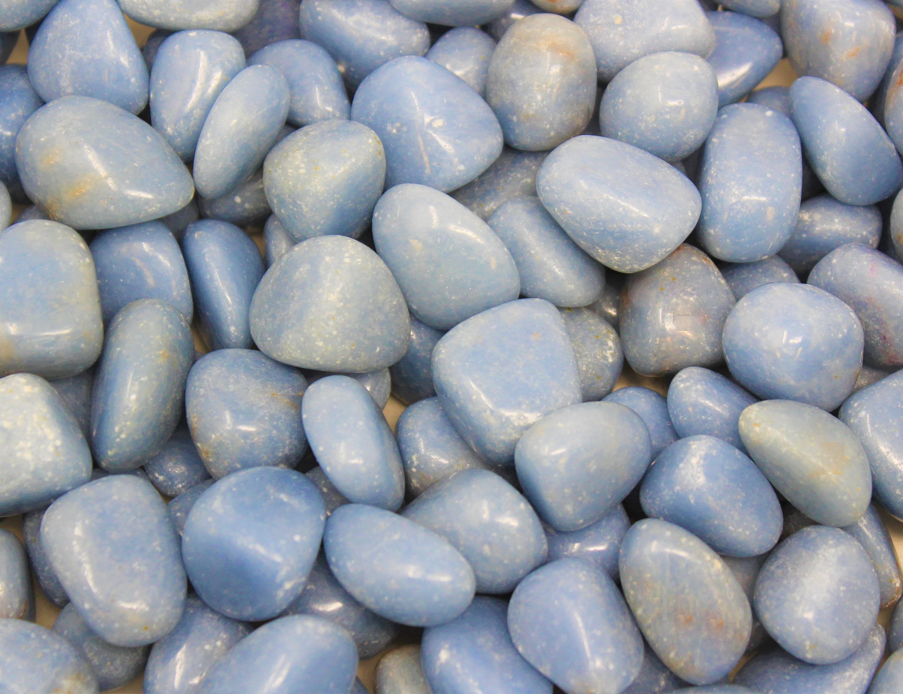 Blue Angelite Tumbled Stones: Choose 2 oz, 4 oz, 8 oz or 1 lb Bulk Lots ...