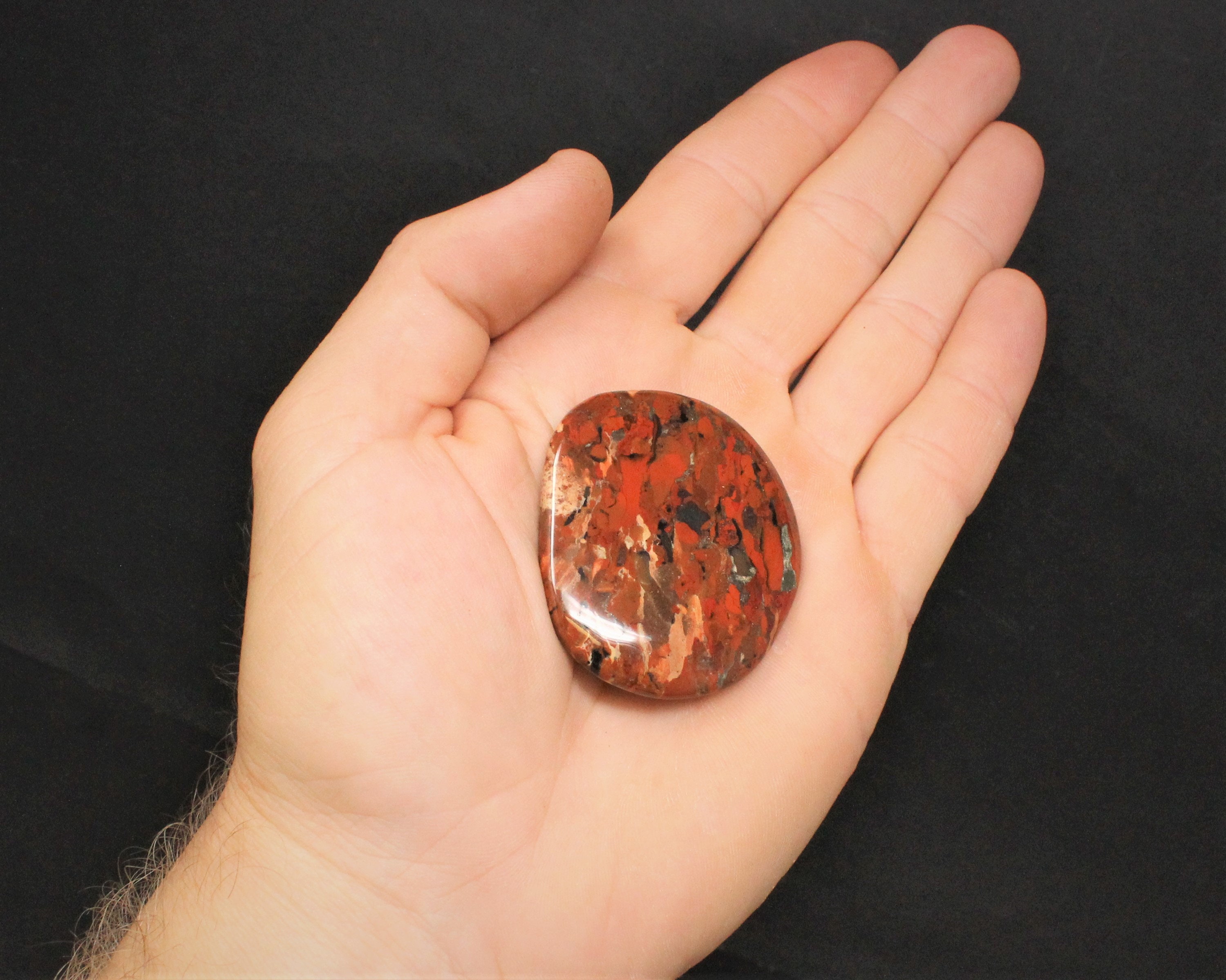 Poppy Jasper Pocket Palm Stone MEDIUM (Jasper Pocket Stone, Worry Stone ...