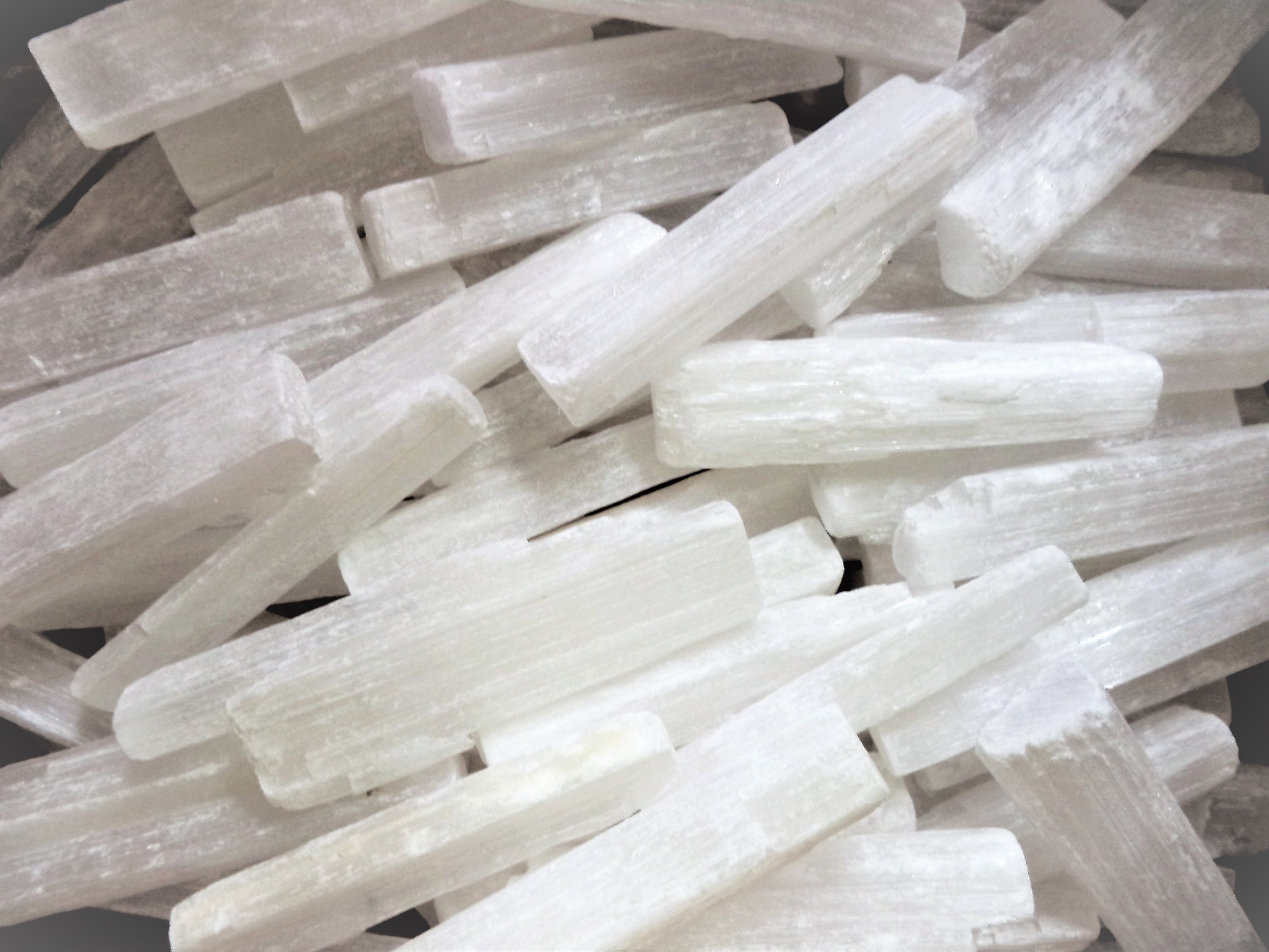 2.5 - 3 White Selenite Sticks: 50 Piece Bulk Lot, Raw Rough Natural ...