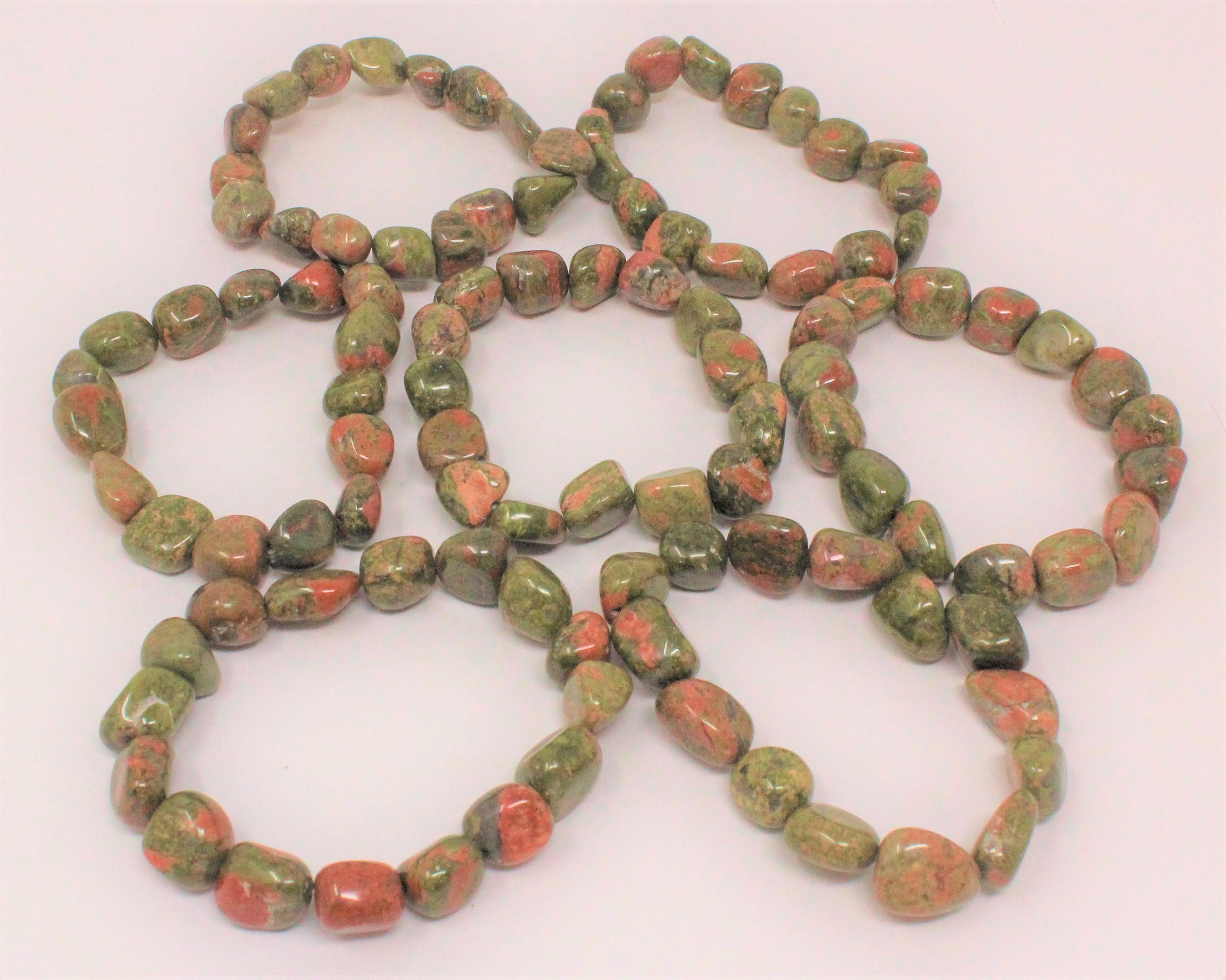 Unakite Tumbled Gemstone Bracelet: 6-8 mm Stones (Unakite, Stretch ...