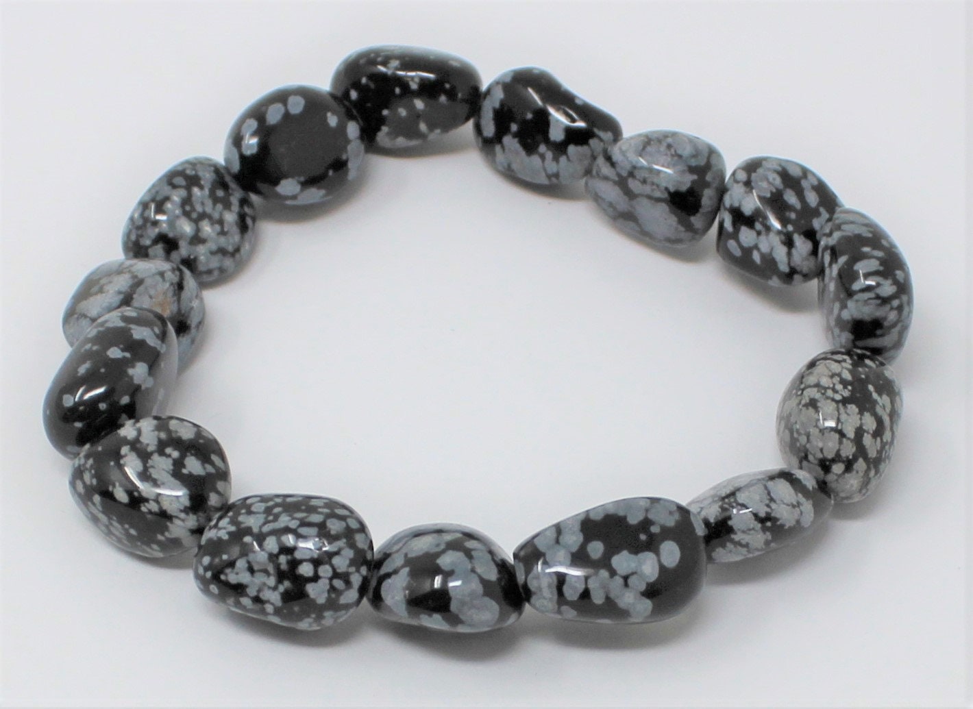 Snowflake Obsidian Tumbled Gemstone Bracelet: 6-8 mm Stones (Snowflake ...