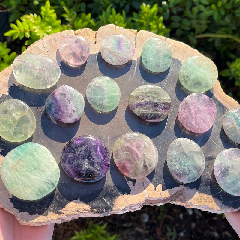 Fluorite Oval Palm Stone - Etsy