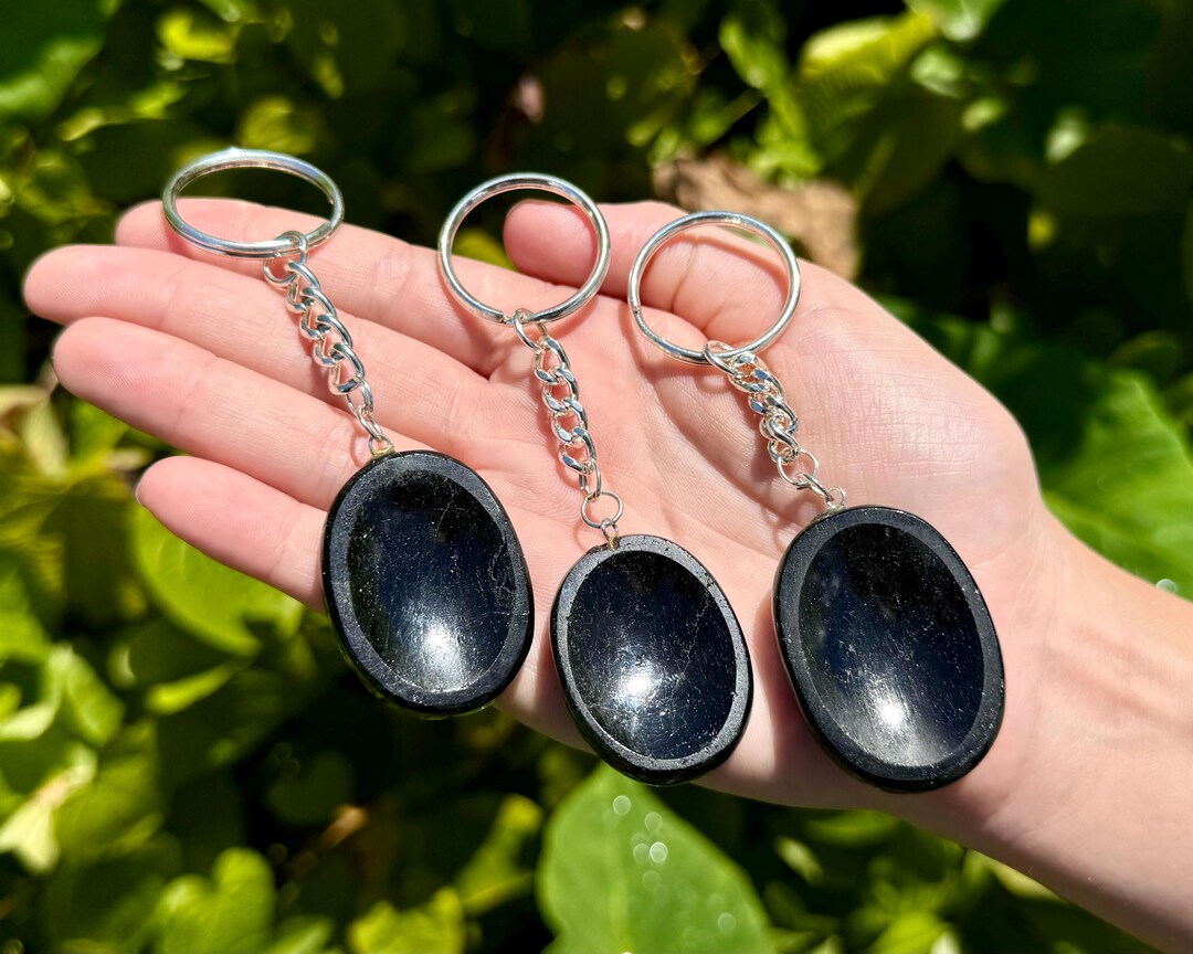 Black Tourmaline Worry Stone Keychains - Choose How Many (smooth ...