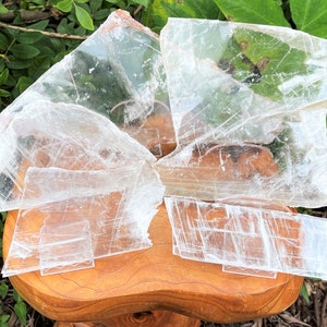 JUMBO Natural Selenite Slabs, Stunning Raw Selenite Slices + Stand ...