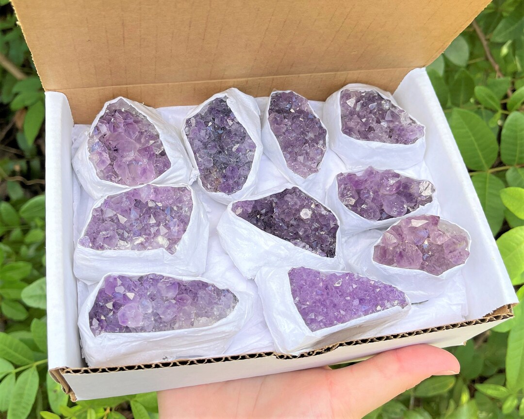 Amethyst Crystal Cluster Gift Box ('A' Quality Natural Amethyst Druze ...