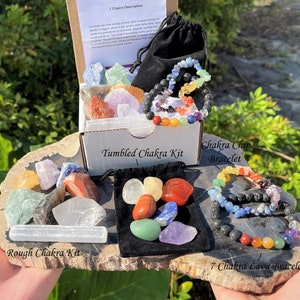 7 Chakra Crystal Box Chakra Chip Bracelet, Chakra Lava Bead Bracelet ...