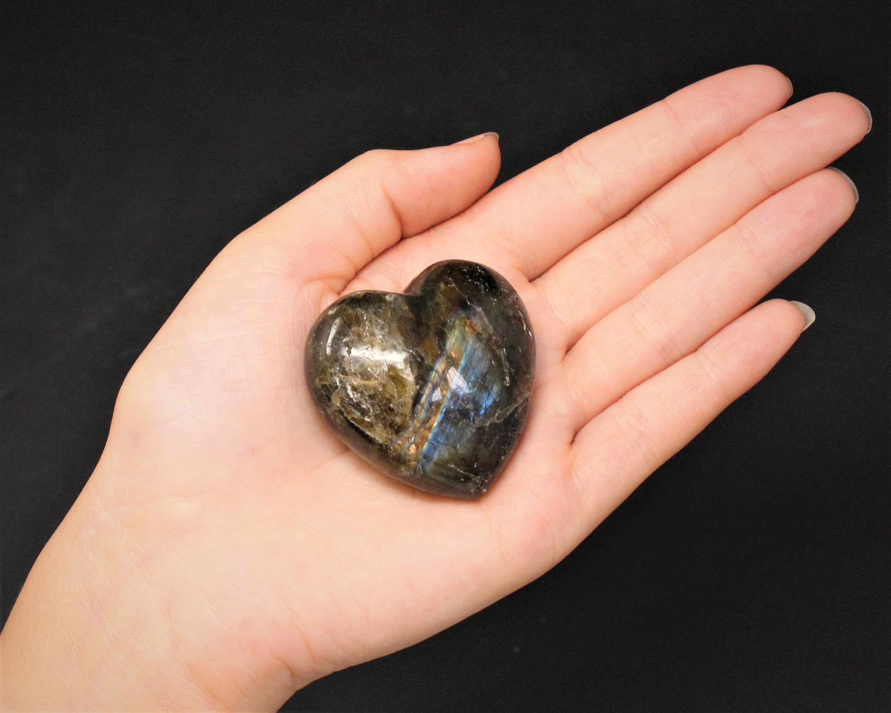 Labradorite Heart Stone: LARGE 1.5 - 1.75 (Crystal Heart, Gemstone ...
