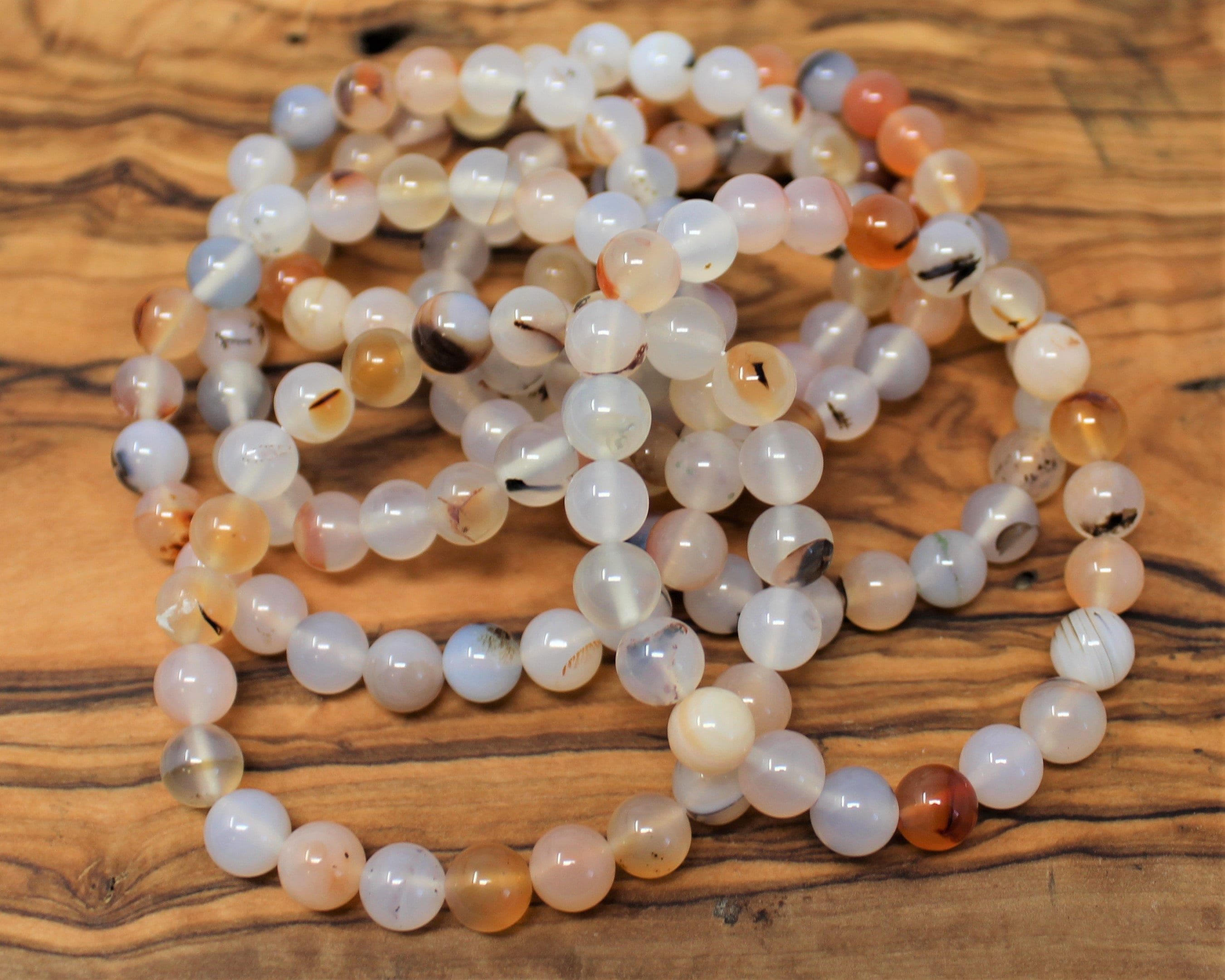 Dendrite Agate Bead Bracelet: 8 mm Round Crystals (Premium Grade ...