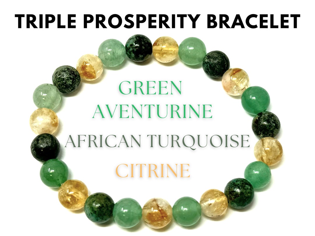 Triple Prosperity Bracelet - Citrine, Green Aventurine, & African ...