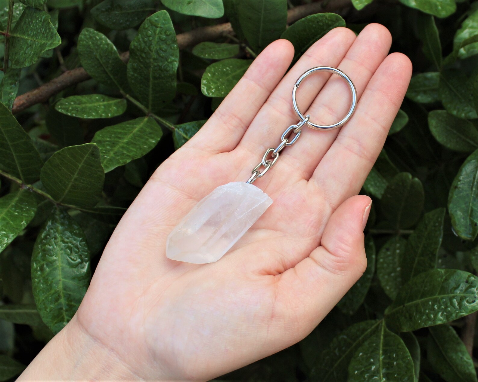 Clear Quartz Crystal Point Keychain natural Raw Quartz Key - Etsy