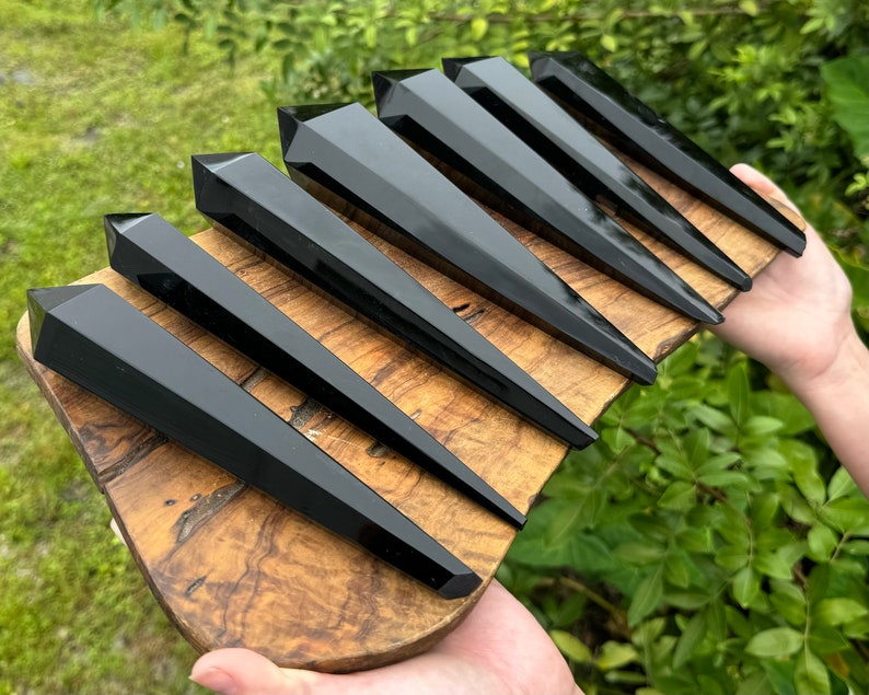Black Obsidian Crystal Wands - Choose Size ('A' Grade Obsidian Scepters ...
