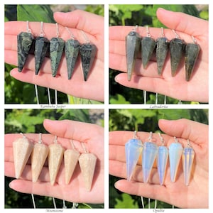 Natural Crystal Gemstone Pendulums - Faceted Pendulums With Silver ...