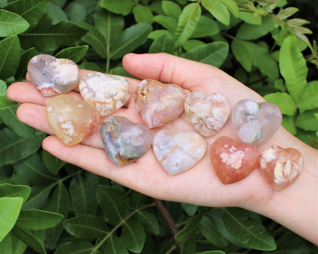 Flower Agate Heart 1 - 1.5" - Choose How Many ('A' Grade Flower Agate ...