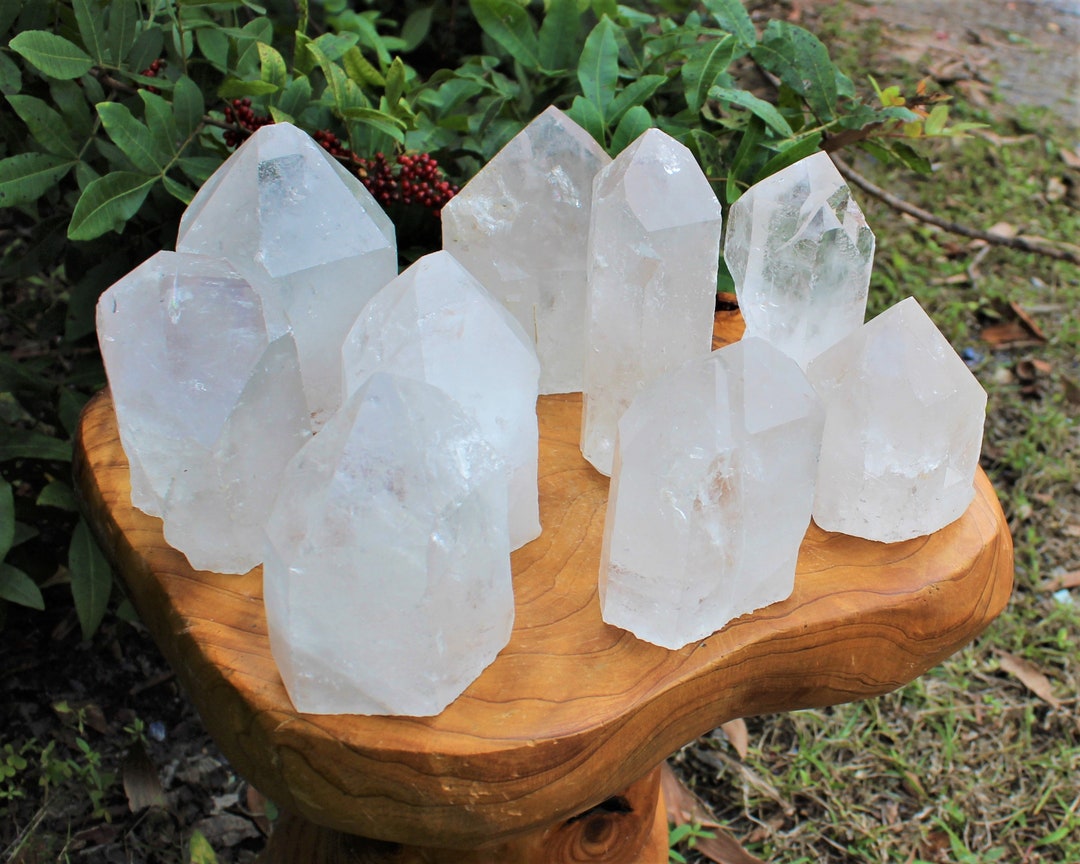 LARGE Clear Quartz Crystal Point With Cut Base, Free Standing Crystal ...