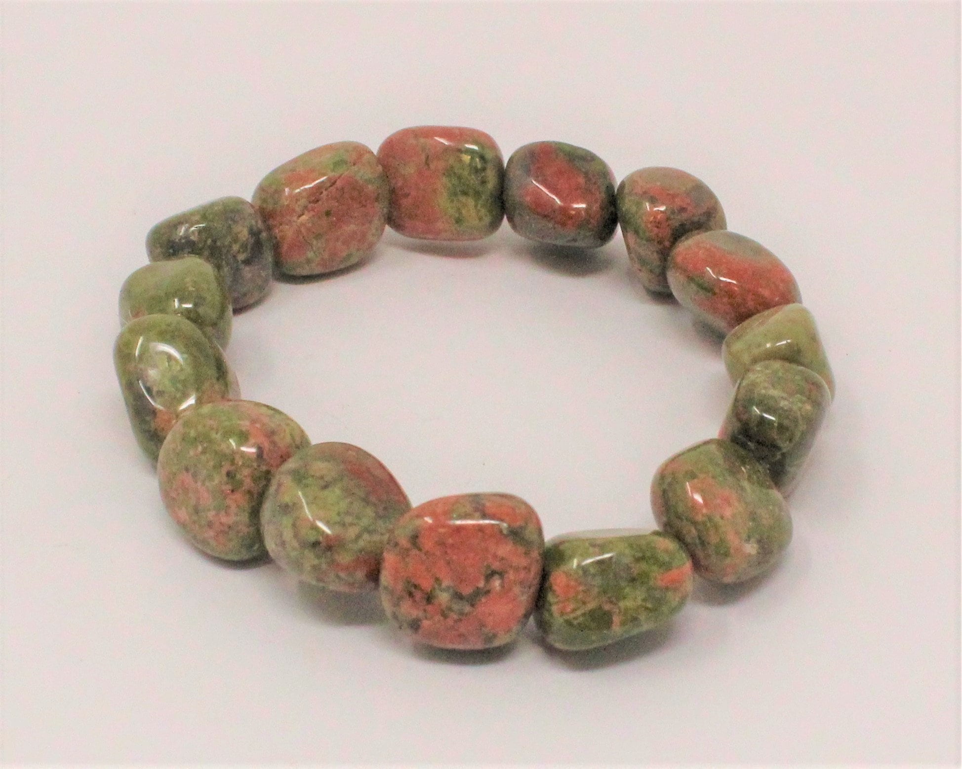 Unakite Tumbled Gemstone Bracelet: 6-8 mm Stones (Unakite, Stretch ...