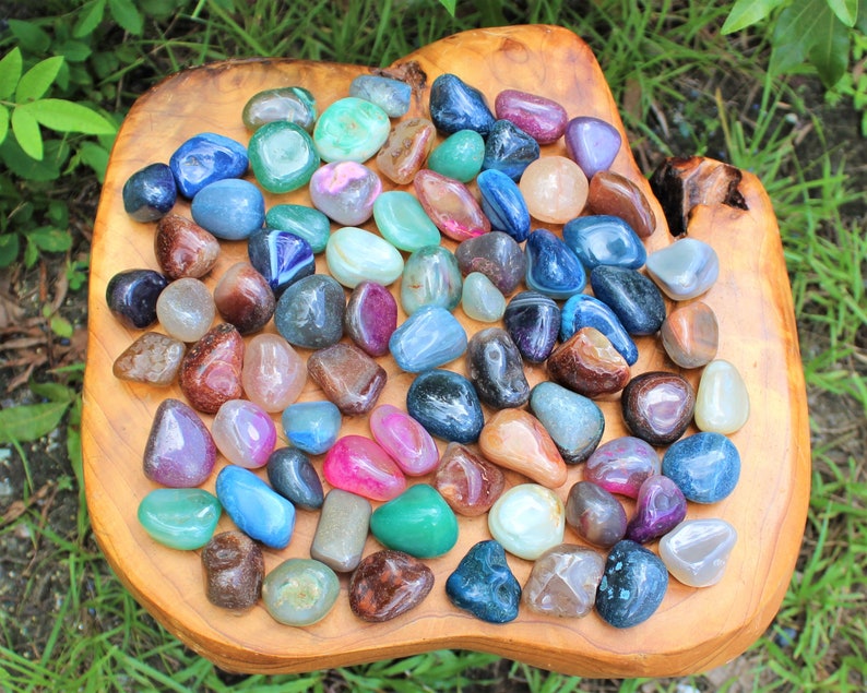 Assorted Agate Tumbled Stones, Colorful Dyed: Choose Ounces or Lb ...