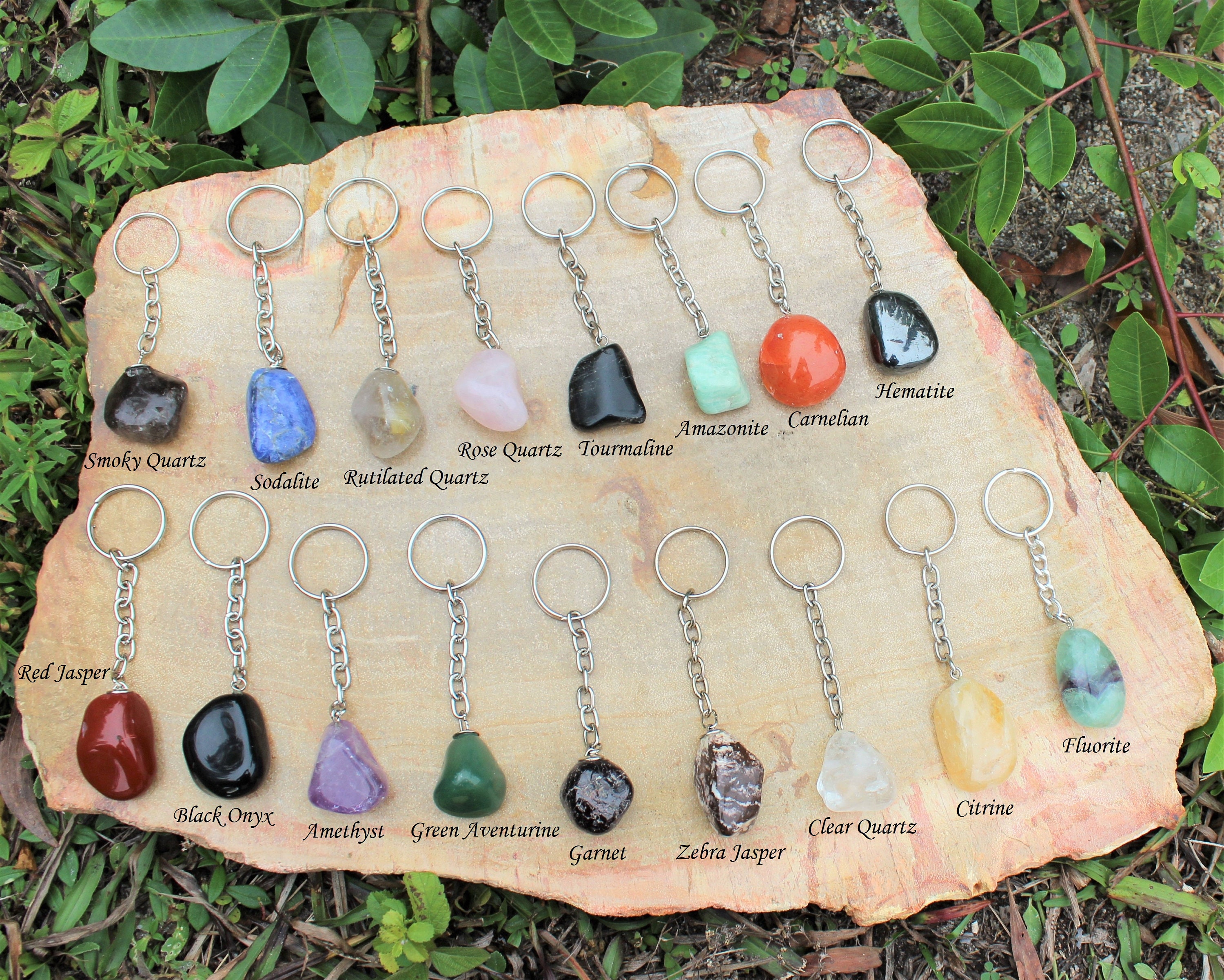 Tumbled Stone Crystal Keychain: You Choose Gemstone! ('A' Grade, Tumble ...