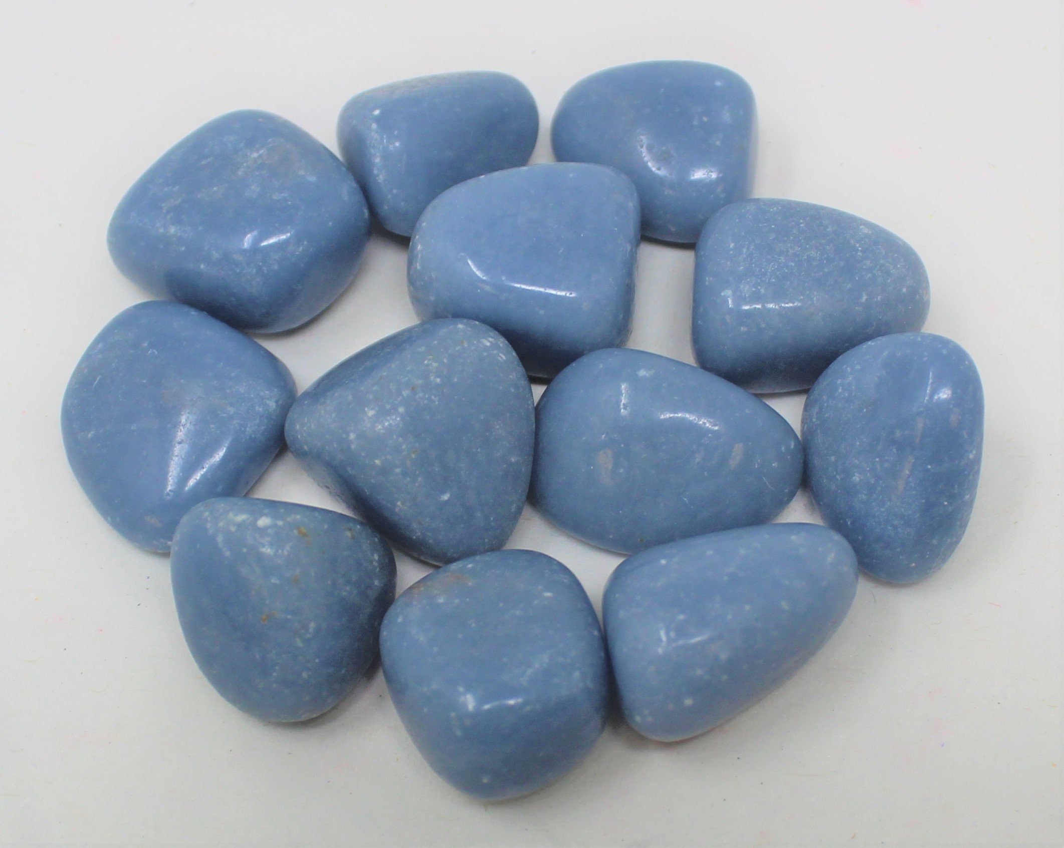 Blue Angelite Tumbled Stones: Choose 2 oz, 4 oz, 8 oz or 1 lb Bulk Lots ...