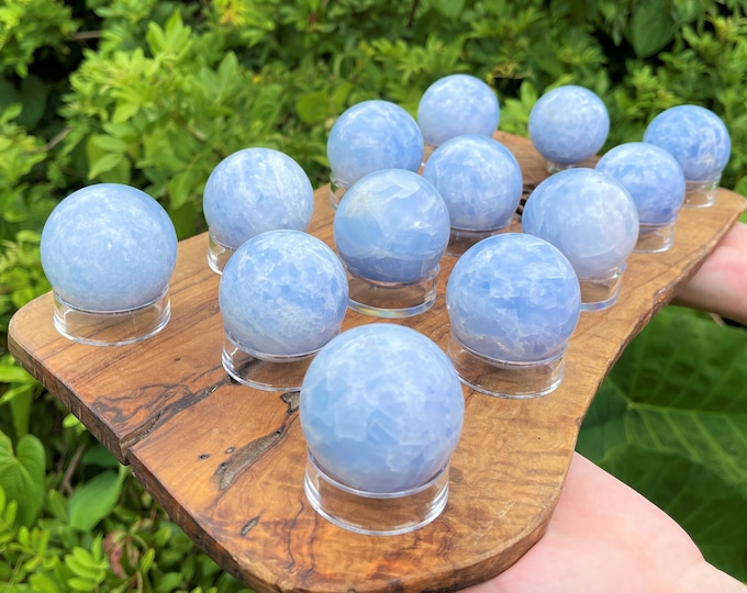 Serene Blue Calcite Spheres. Calm Your Space Balance Chakras, Enhance ...