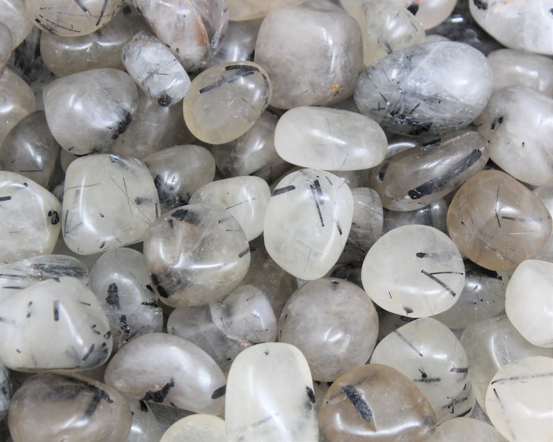 Tourmalinated Quartz Tumbled Stones: Choose Ounces or Lb Bulk Wholesale ...