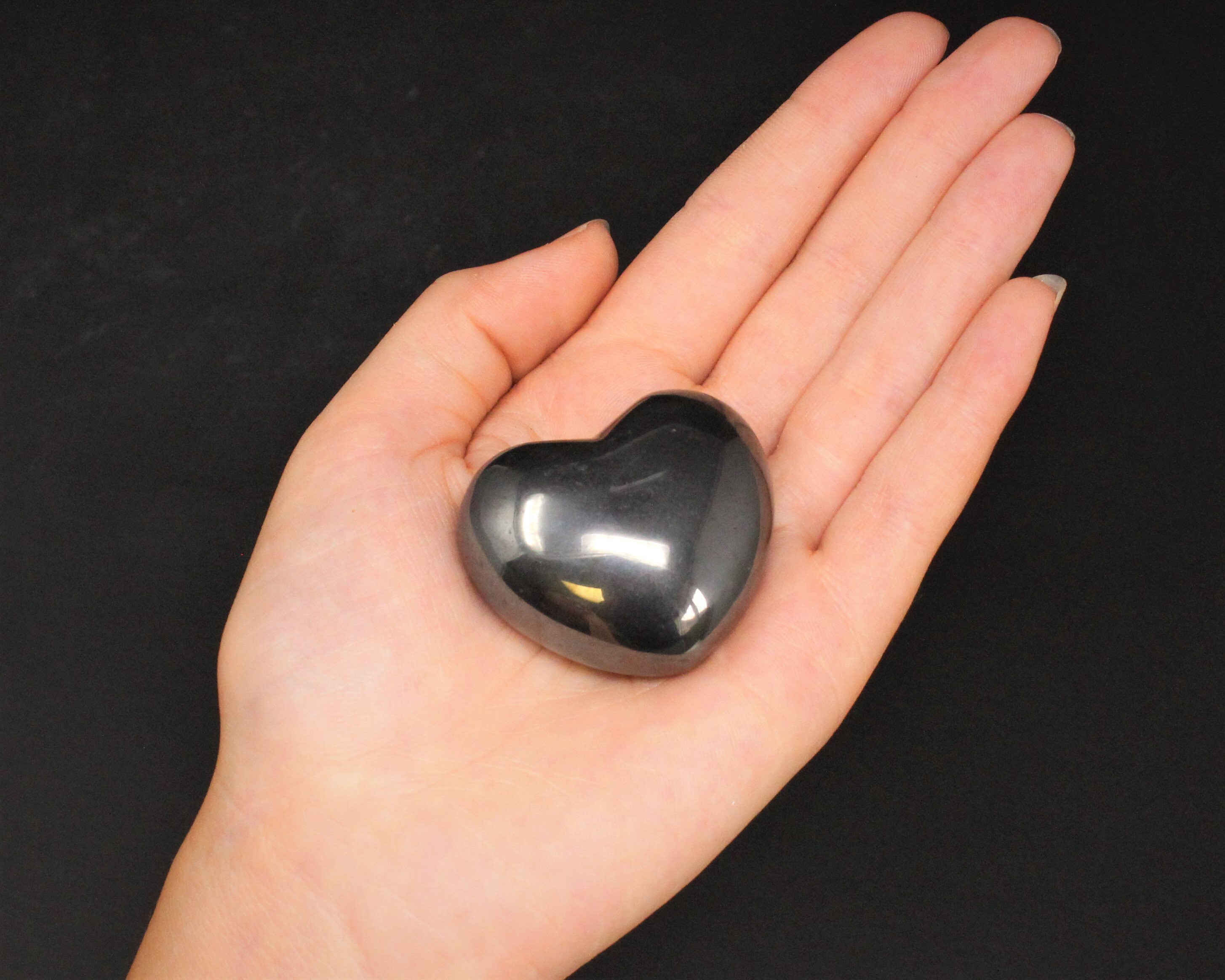 Hematite Heart Stone: LARGE 1.75 (Palm, Crystal Heart, Puffed Stone ...