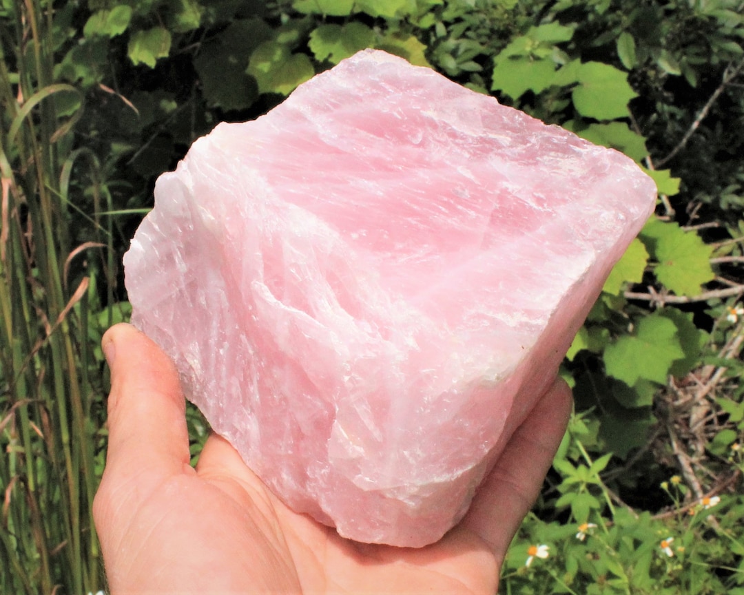 HUGE Rose Quartz Raw Natural Crystal, 1 - 2 Lb Specimen (premium ...