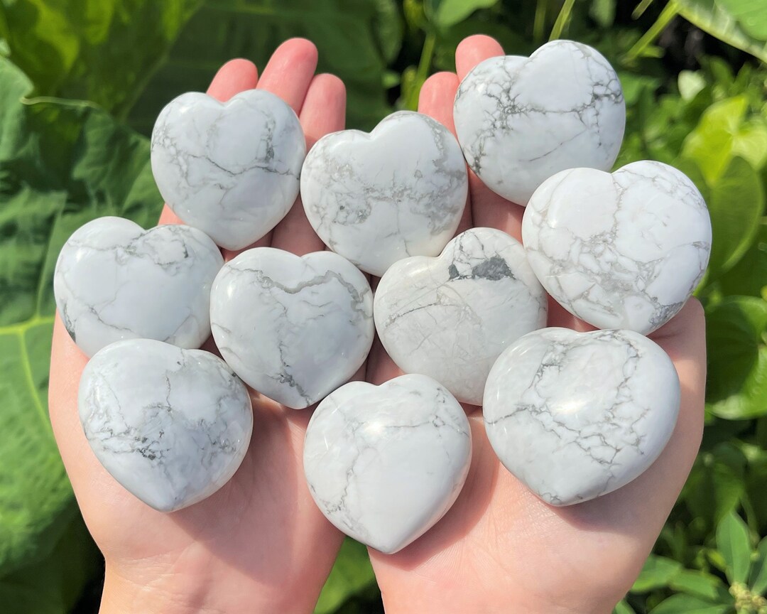 LARGE White Howlite Heart Crystal, 1.75" ('A' Grade Crystal Heart ...