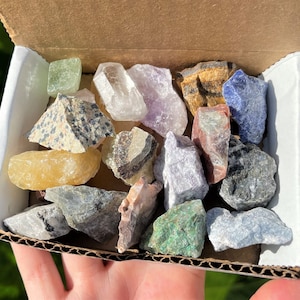 MINIATURE Crafters Collection Box: Gems Crystals Natural Raw Minerals ...