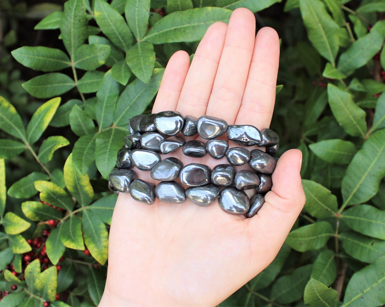 Hematite Tumbled Gemstone Bracelet: 6-8 Mm Stones hematite - Etsy