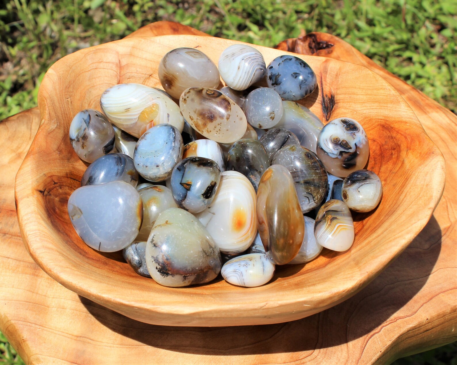 Dendrite Agate Crystal Pebbles, Hand Polished Agate Palm Stones From ...