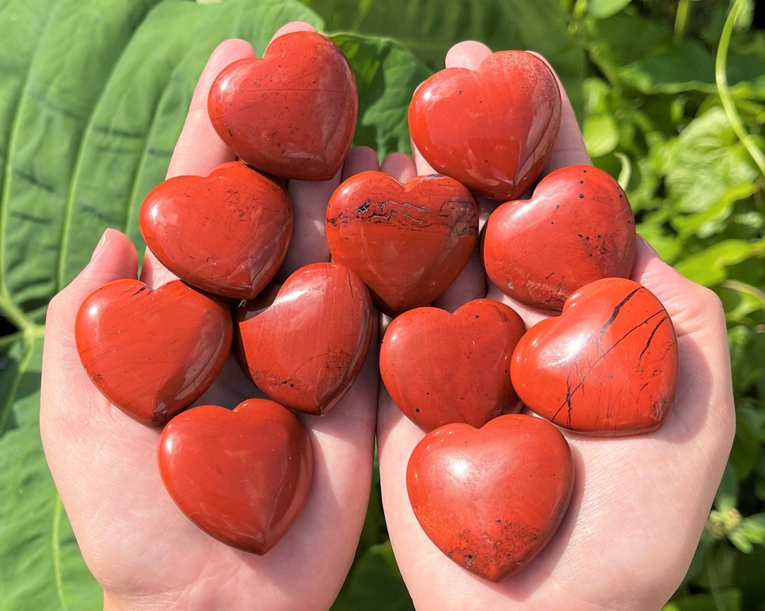 LARGE Red Jasper Heart Crystal, 1.5" ('A' Grade Crystal Heart, Carved ...