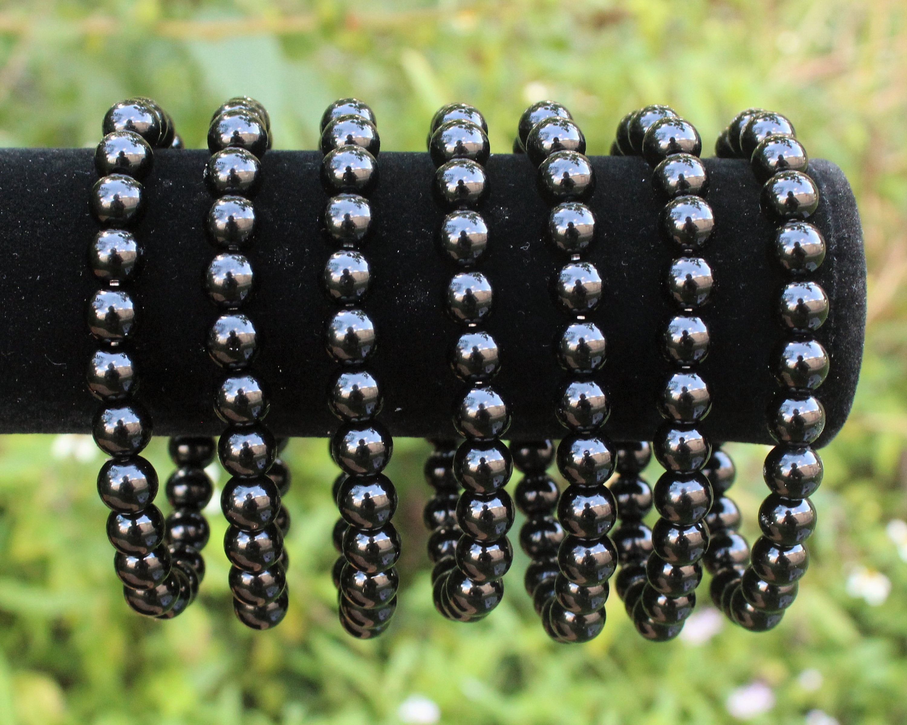Black Obsidian Bead Bracelet: 8 mm Round Crystals (Premium Grade ...