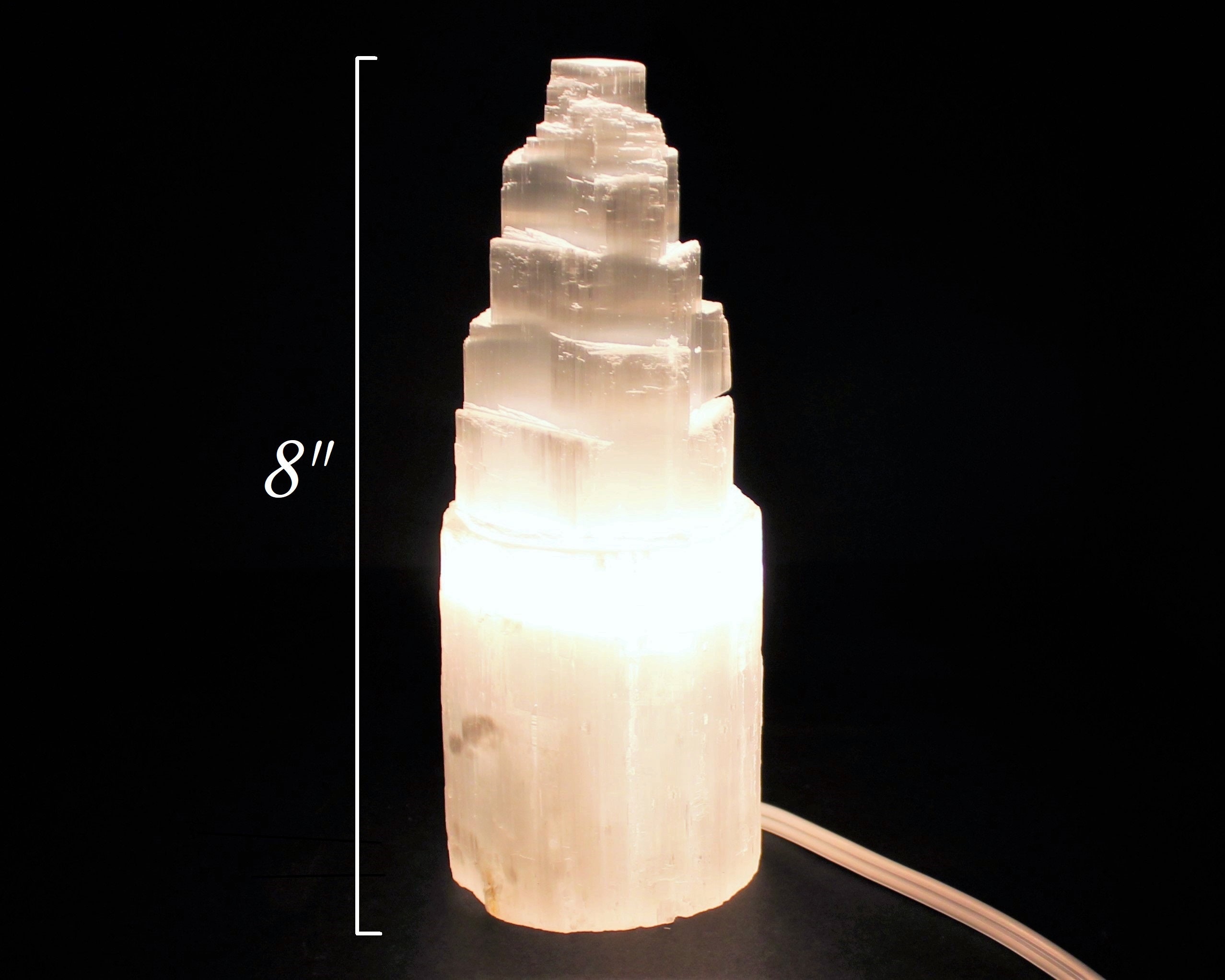 Selenite Crystal Lamp, HUGE Selenite Crystal Skyscraper Lamps: 6, 8, or ...