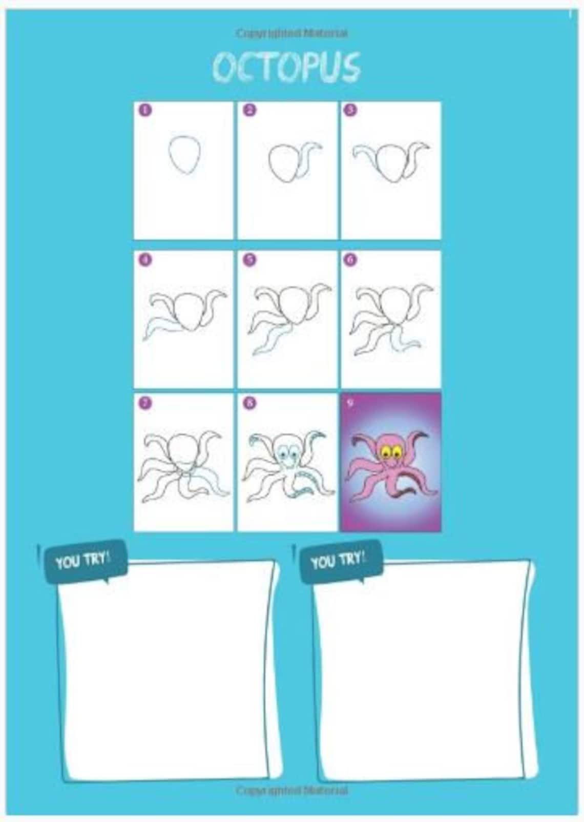 How to Draw Sea Animals for Kids Instant Download | Etsy