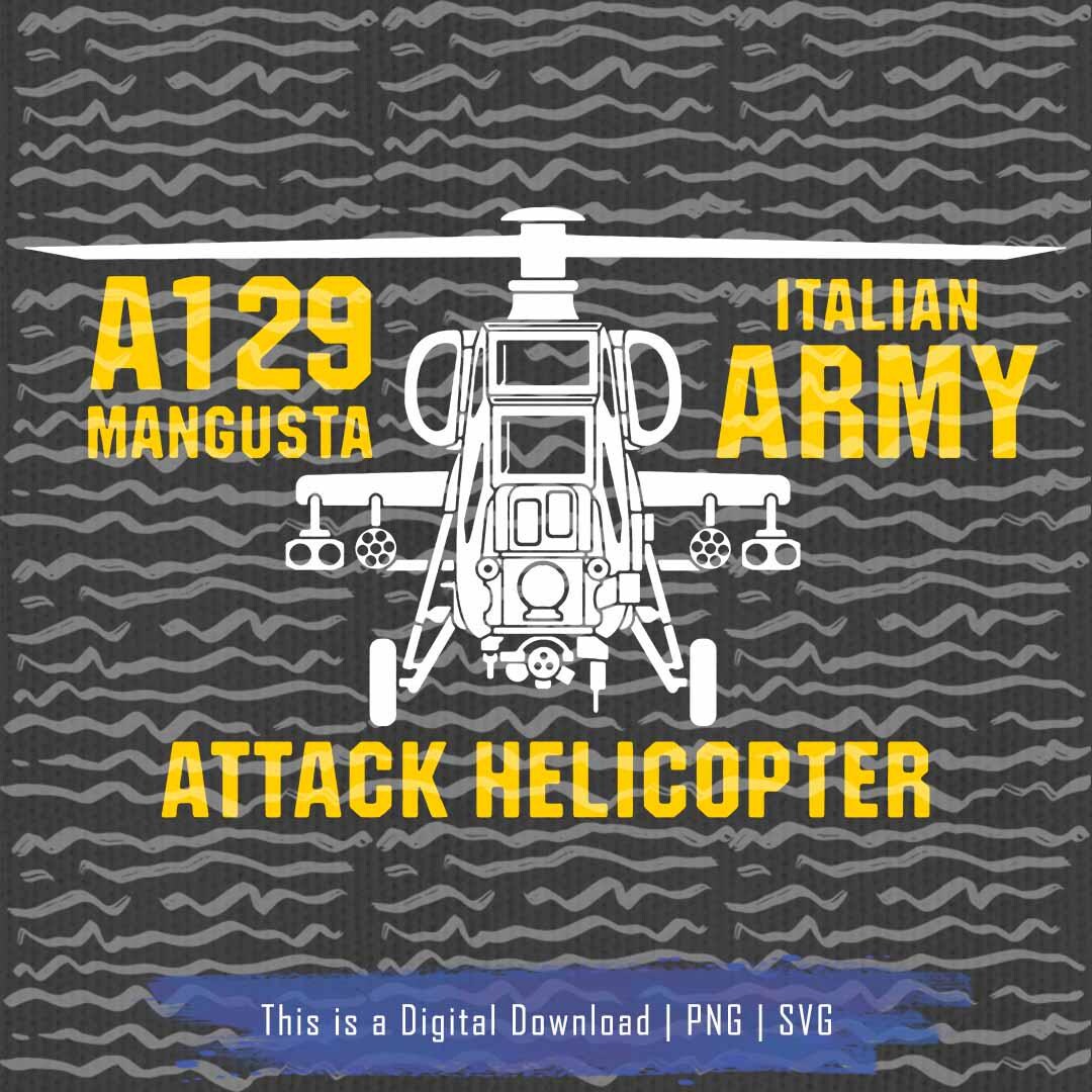 A129 Mangusta Helicopter SVG PNG: Italian Military Aircraft (digital ...