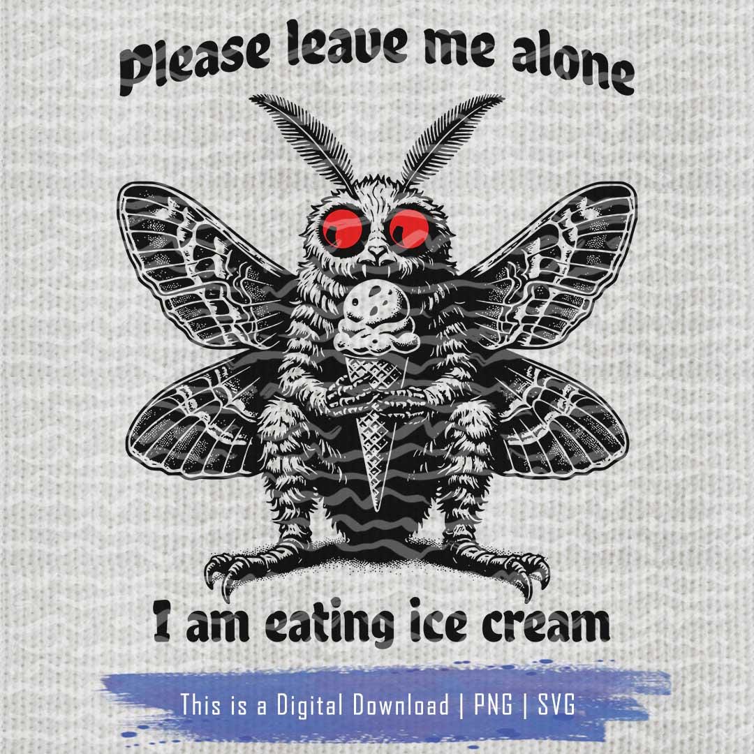 Mothman Eating Ice Cream PNG SVG: Funny Cryptid Art (digital Download ...