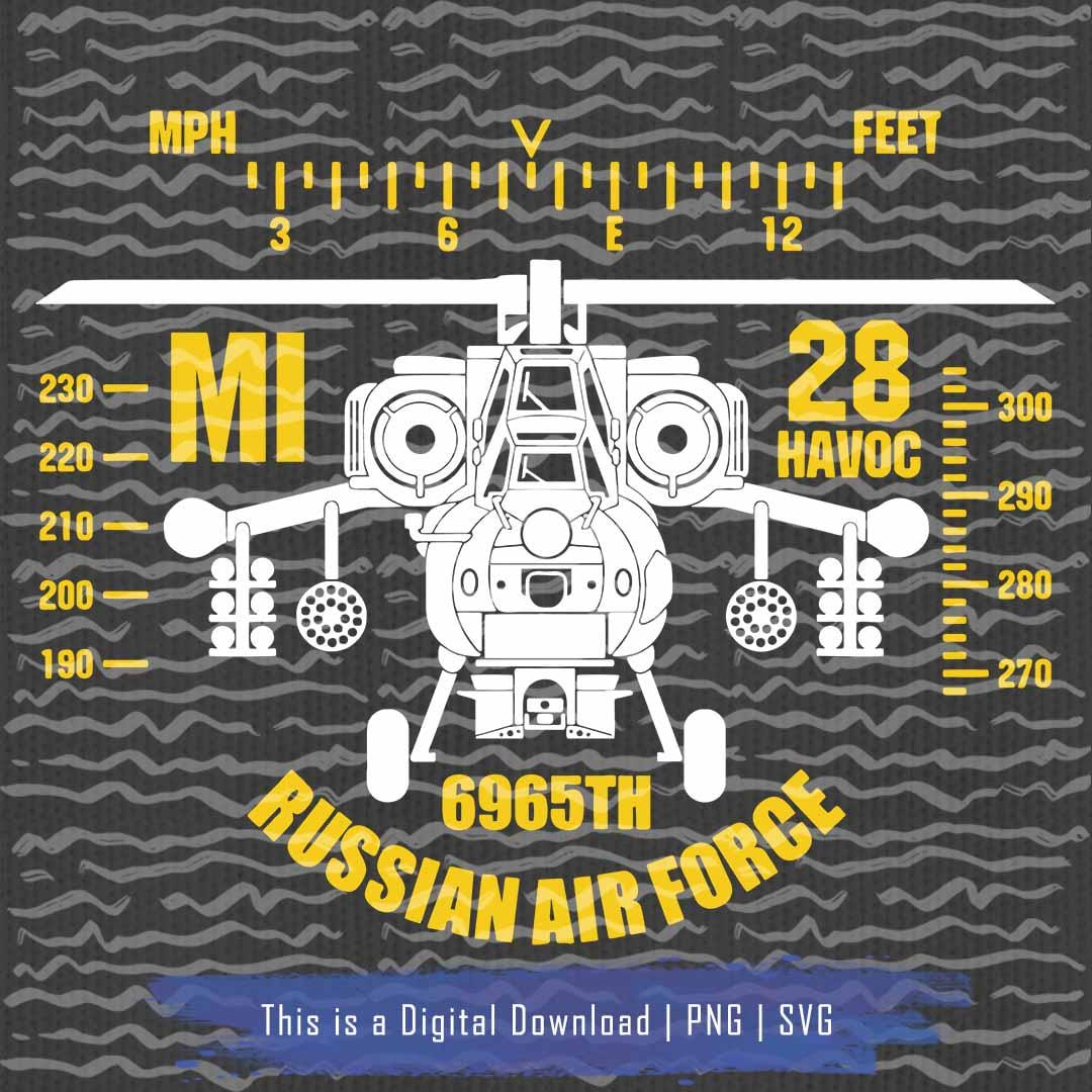 MI-28 Havoc Helicopter Svg Png, Russian Military Helicopter Line Art ...