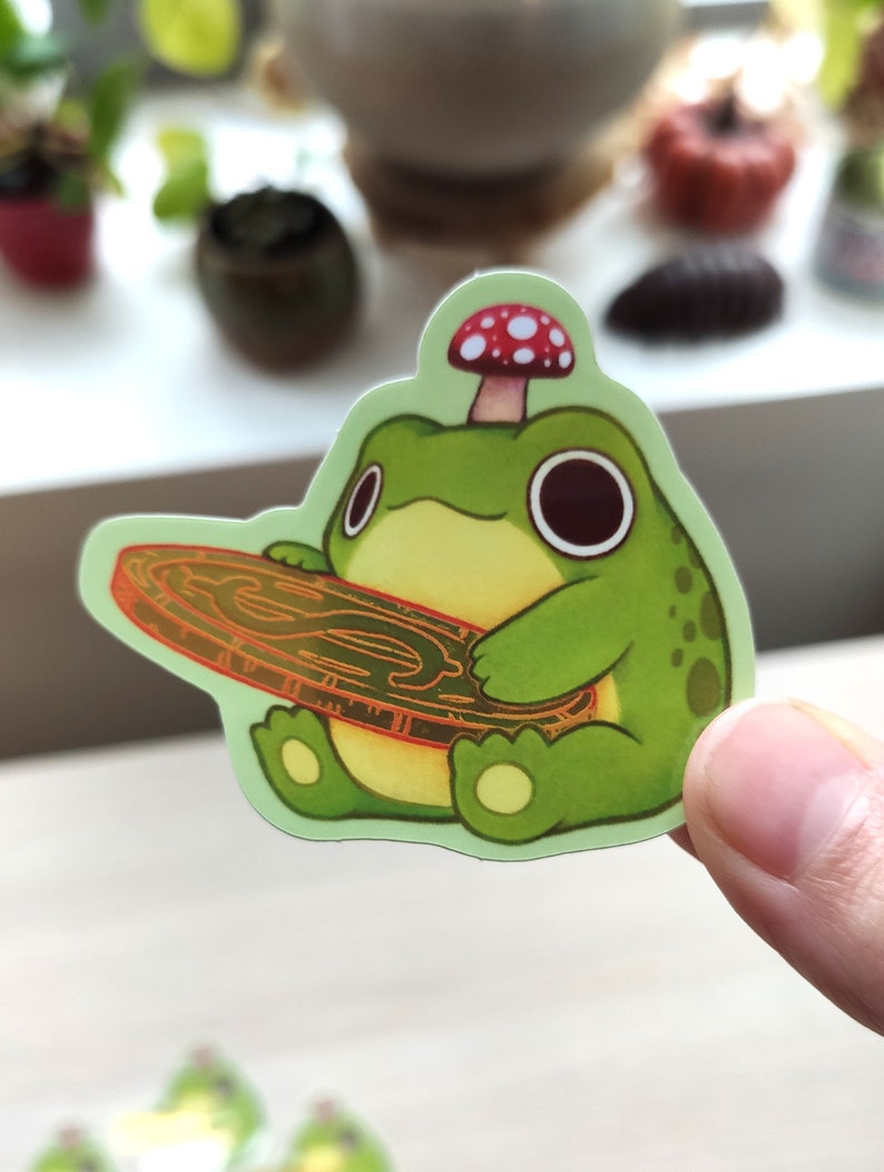 Money Frog Golden Vinyl Sticker ~ Frog Sticker ~ Toad Stationery ~ Cute ...
