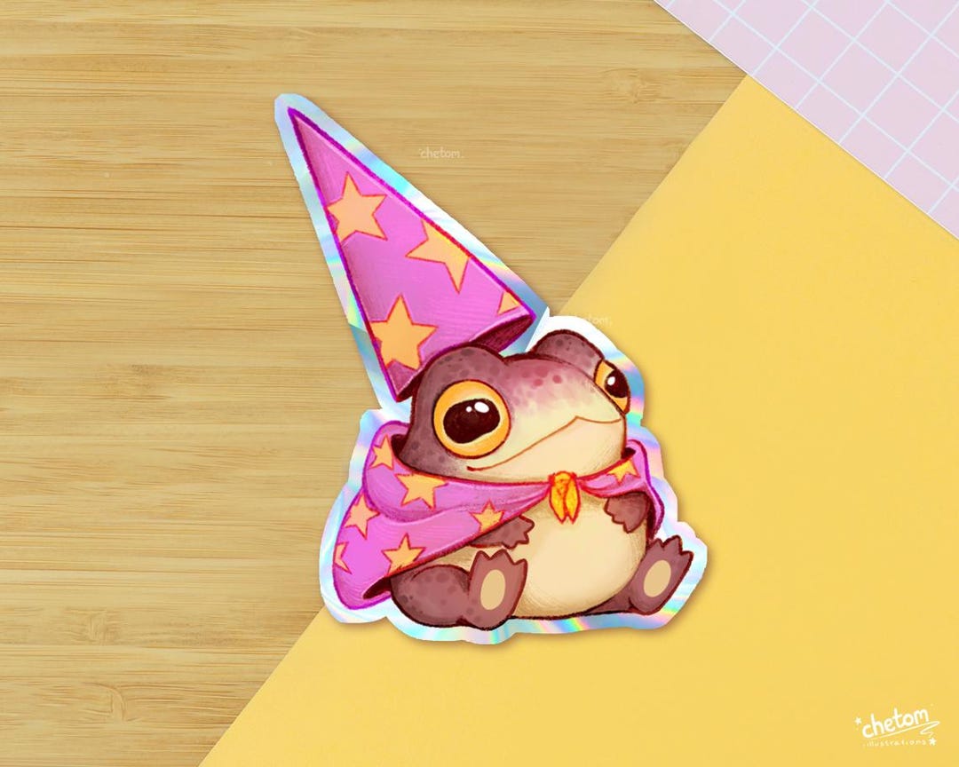 Wizard Frog Toad Holographic Vinyl Die Cut Sticker ~ Cute Decor ...