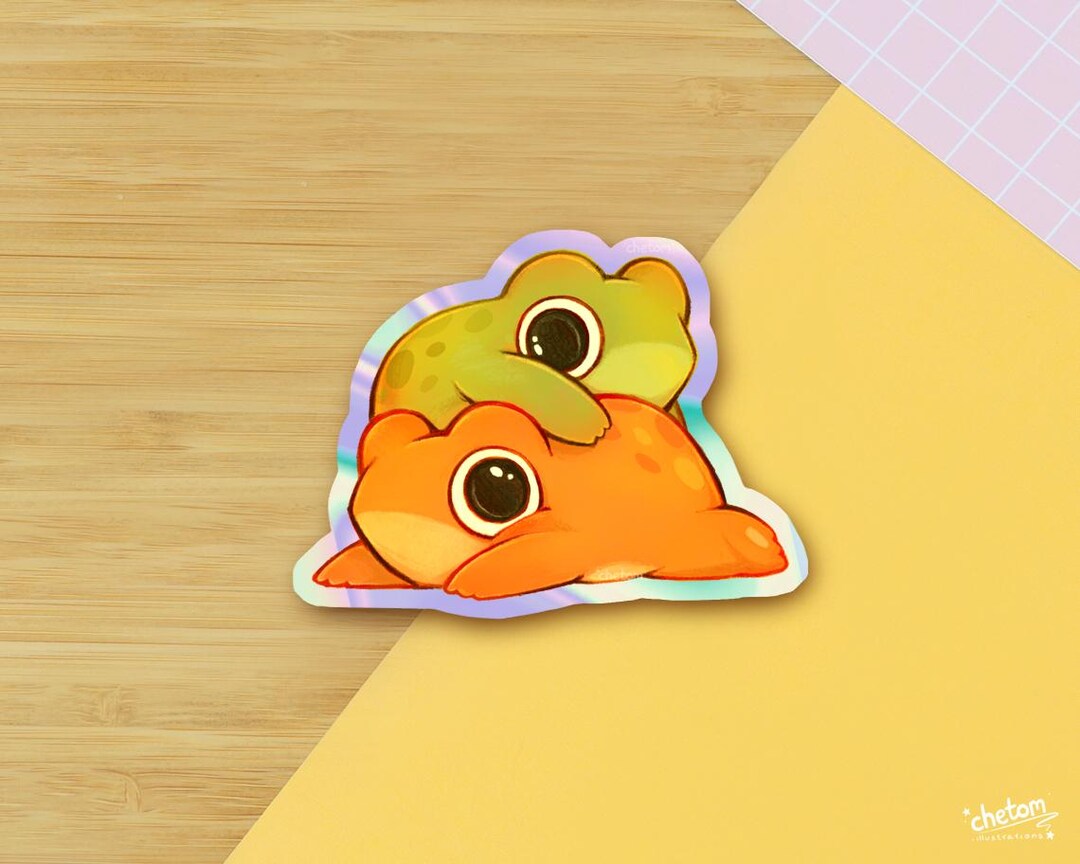 Frogs Pile Holographic Vinyl Die Cut Sticker ~ Cute Decor Holographic ...