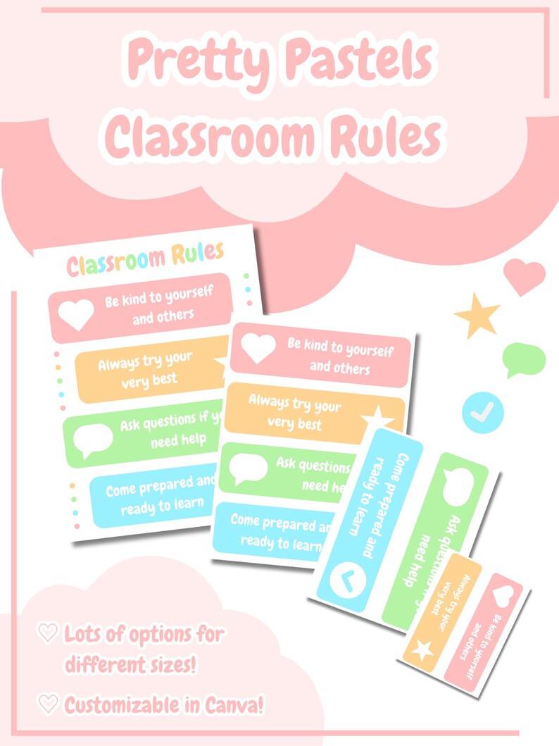Classroom Rules Poster | Pretty Pastels Collection | Classroom Decor - Etsy