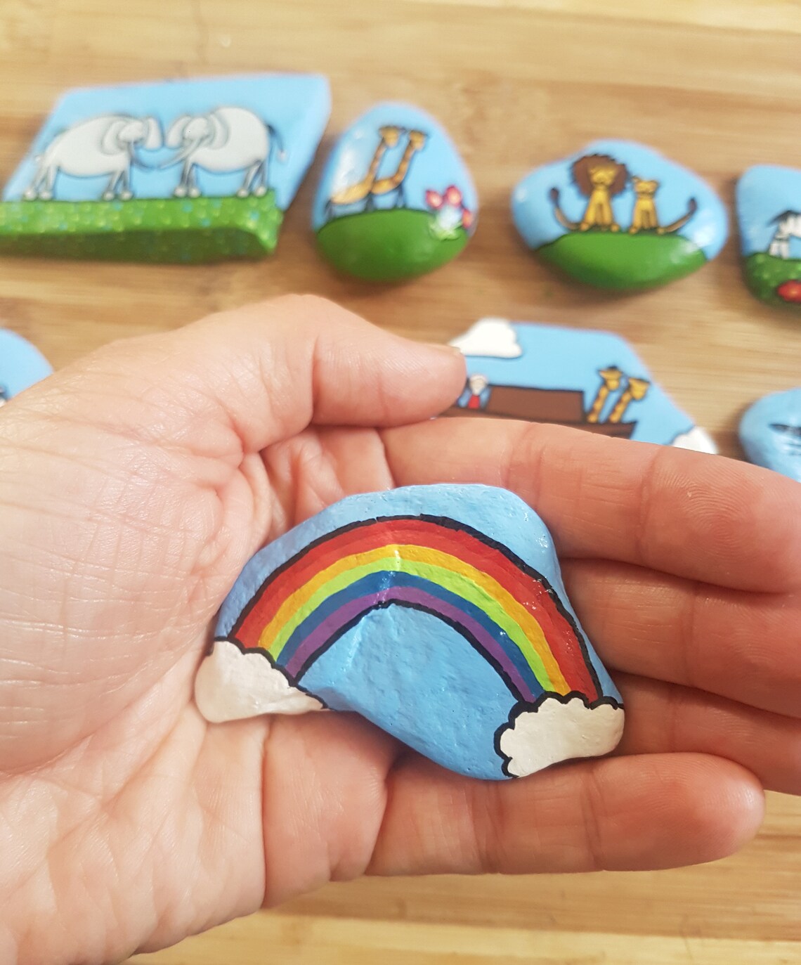 Noah and the Ark Bible Story Rocks, Sunday School, Homeschool ...