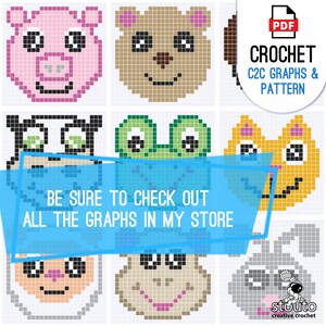 Animals | 9 C2C Graphs | Pdf Crochet Pattern - Etsy