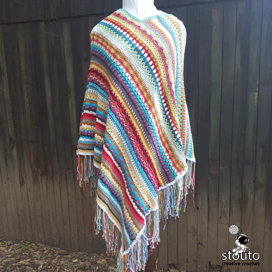 Crochet Poncho Pattern: Shabby Chic Bohemian Stripes (PDF Pattern) - Etsy