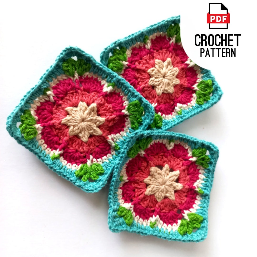 Crochet African Daisy Granny Square Pattern (PDF Pattern) - Etsy