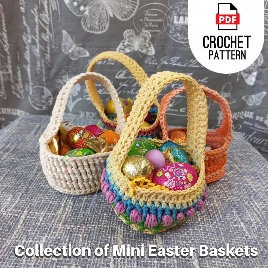 Collection of Mini Easter Baskets Crochet Patterns 5 Mini Basket PDF ...
