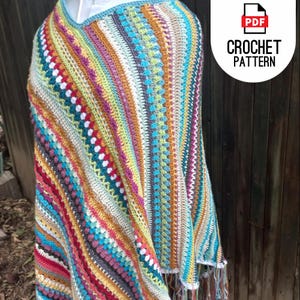 Crochet Poncho Pattern: Shabby Chic Bohemian Stripes (PDF Pattern) - Etsy