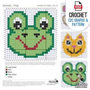 Animals | 9 C2C Graphs | Pdf Crochet Pattern - Etsy