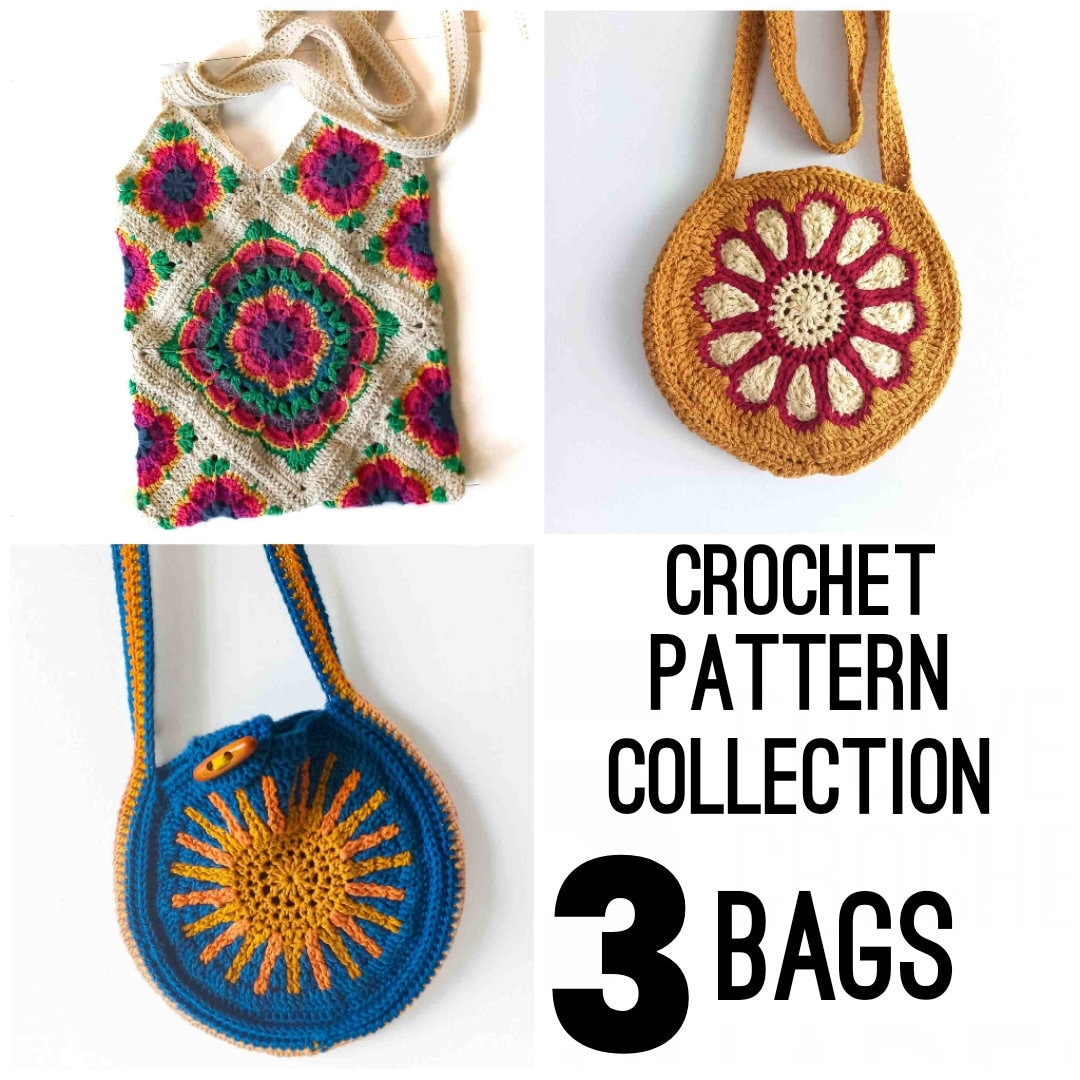 Collection of 3 Crochet Bag Patterns in Digital PDF Download - Etsy