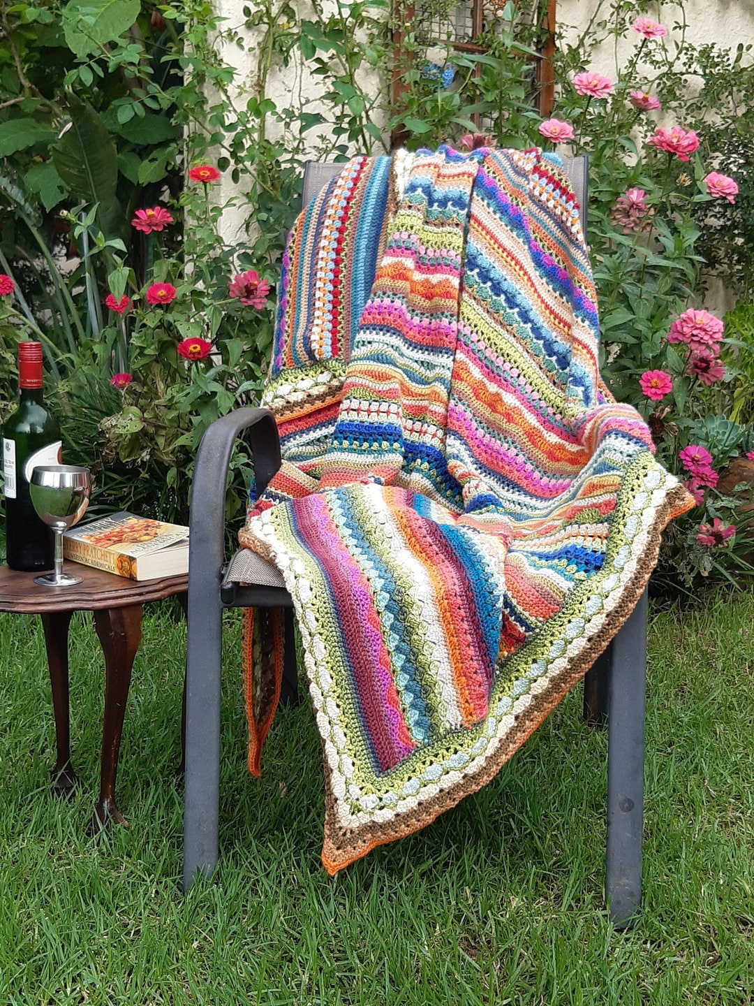 The Striped Afghan Single Blanket Crochet Pattern - Etsy Australia